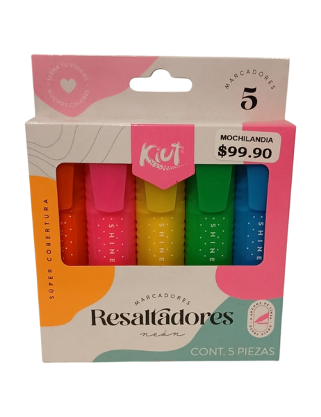 MARCADORES RESALTADORES NEON MARCA KIUT – mochilandiamx