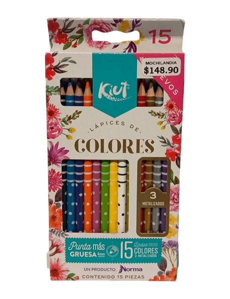 LÁPICES DE COLORES KIUT 15 PIEZAS – mochilandiamx